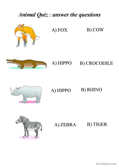Animal Quiz With Answers Pdf at Loren Griffith blog