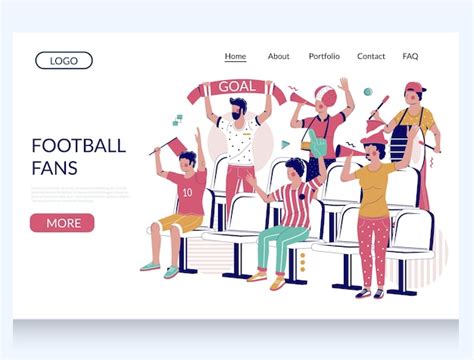 Premium Vector Football Fans Vector Website Landing Page Design Template