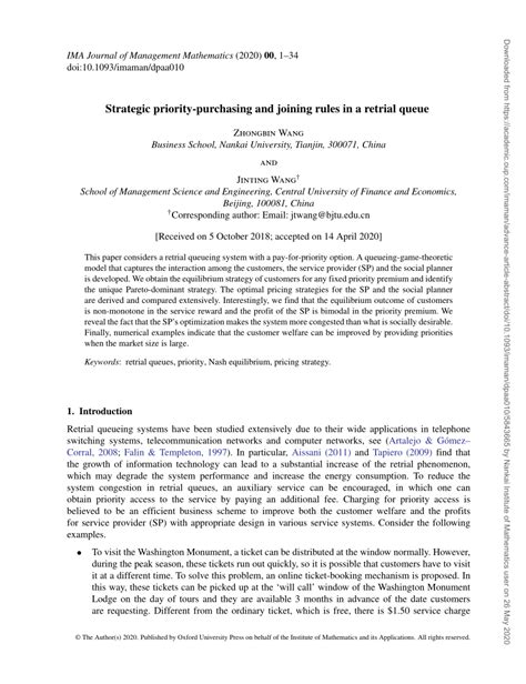 Pdf Strategic Priority Purchasing And Joining Rules In A Retrial Queue