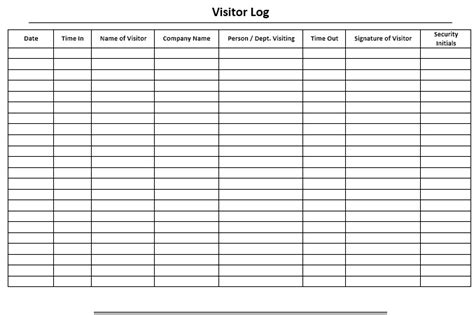 13 Free Sample Visitor Log Templates Printable Samples