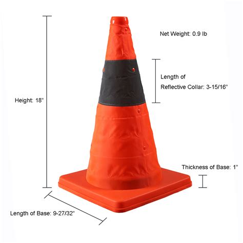 18 Orange Retractable Traffic Cones With Reflective Strope Lc Lz C45