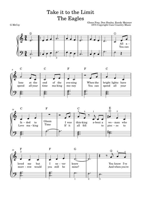 Take It To The Limit Arr Gillian Mccoy By Eagles Sheet Music For