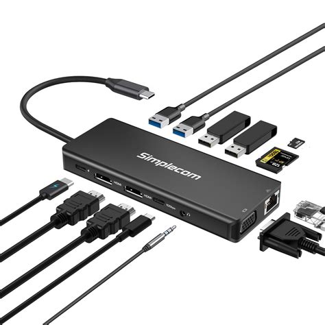 Simplecom Chn613 Usb C 13 In 1 Multiport Docking Station Dual Hdmi