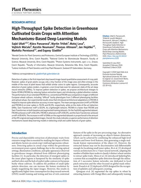 Pdf High Throughput Spike Detection In Greenhouse Cultivated Grain