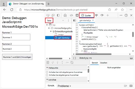 Erste Schritte Beim Debuggen Von Javascript Microsoft Edge Developer