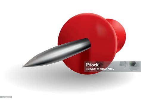 흰색에 고립 된 그림자가있는 빨간색 푸시 핀 메모 부착 스티커에 대한 고정 문구류 사무용 서류 장비 비서 액세서리 0명에 대한