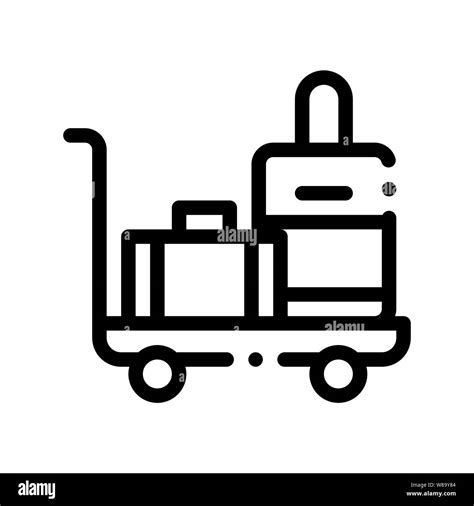 Baggage Cart With Valise Vector Thin Line Icon Stock Vector Image And Art