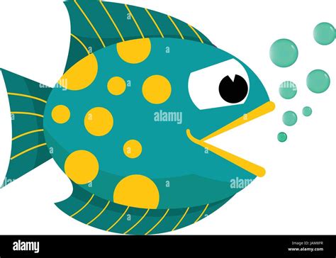 Poisson Dessin Animé Bouche Ouverte Avec Bulles Illustration