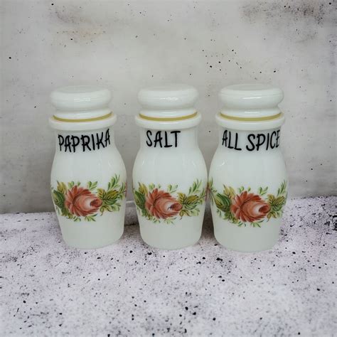 Vintage Milk Glass Spice Jars Jugs Containers Etsy
