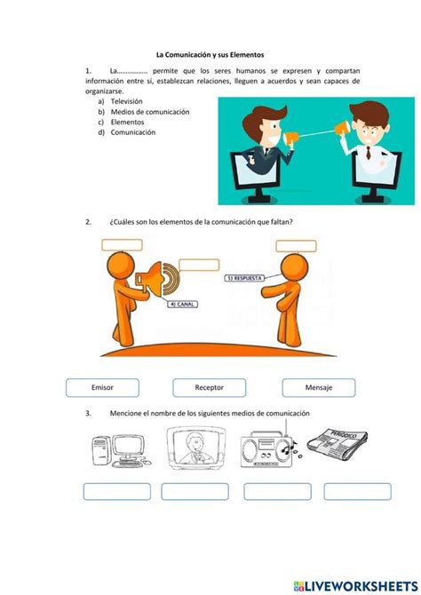La Comunicación Worksheet For Tercero De Básicas Elementos De La