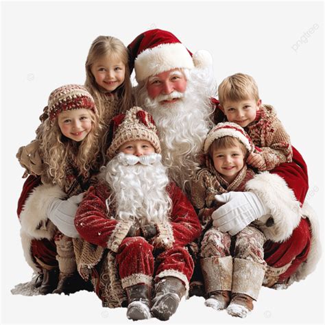 산타클로스와 아이들과 함께하는 축제 가족사진 가족 산타 클로스 어린이들 Png 일러스트 및 이미지 에 대한 무료 다운로드