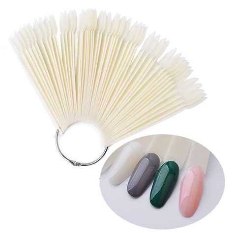 Nail Color Swatches With Ring 50pcs Natrual Swatch Sticks Fan Shaped