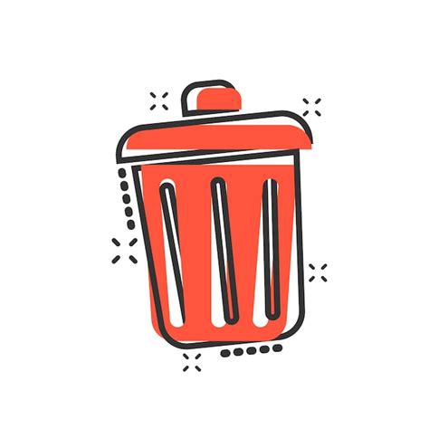Premium Vector Trash Bin Garbage Icon In Comic Style Trash Bucket