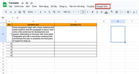 Làm thế nào để tích hợp Google Translate vào Spreadsheet