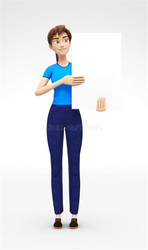 Blank Product Poster And Banner Mockup Held By Smiling And Happy Jenny