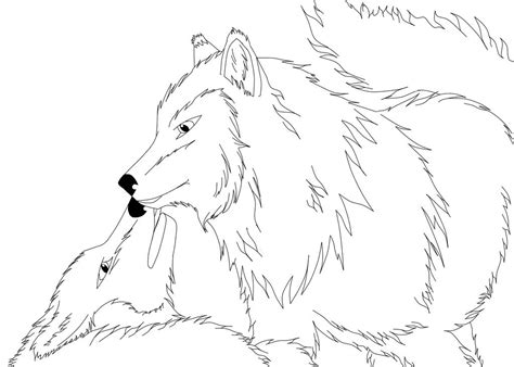 Wolf Couple Lineart By Goldbullet On Deviantart
