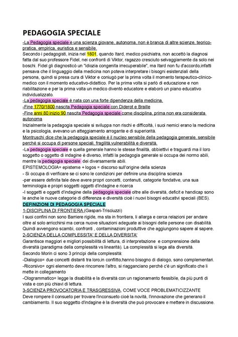 Riassunto Completo Pedagogia Speciale Dispense Di Pedagogia Docsity