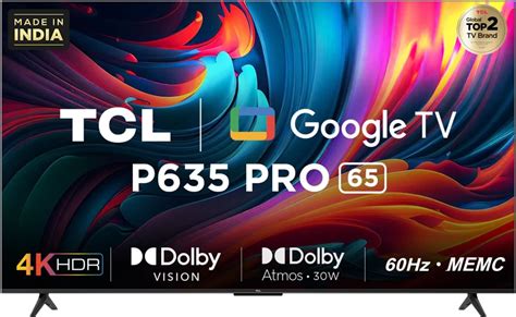 Tcl P635 Pro 65 Inch Ultra Hd 4k Smart Led Tv 65p635pro Price In