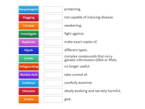 Part 1 Definitions Match Up