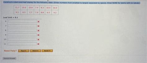 Solved Construct A Stem And Leaf Display For The