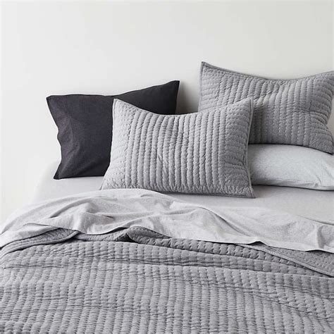 Organic Jersey Heathered Grey King Quilt Crate And Barrel
