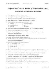 Program Verification Propositional Logic Explained Course Hero