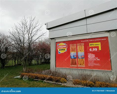 Lidl Advertising Sign Near The Residential Area German Supermarket Chain In Europe Grocery