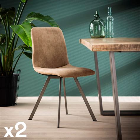 Chaise de salle à manger tissu beige JAVA lot de 2 Chaises Pier