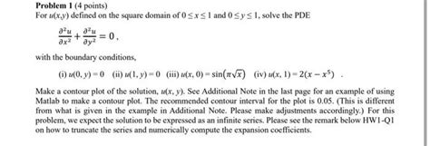 Solved Problem Points For U X Y Defined On The Square Chegg Com