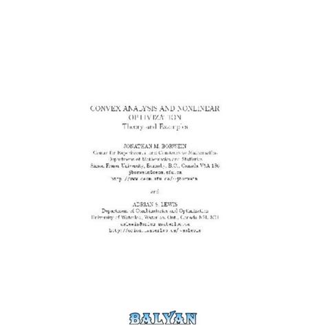 دانلود کتاب Convex Analysis And Non Linear Optimization Theory And Examples بلیان