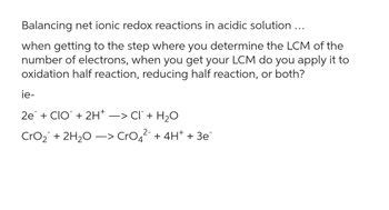 Answered Balancing Net Ionic Redox Reactions In Acidic Solution