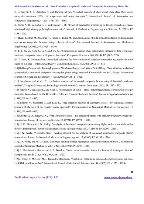 Free Vibration Analysis Of Laminated Composite Beams Using Fem Pdf