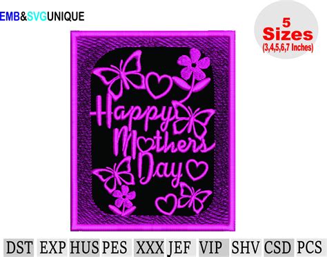 Mothers Day Embroidery Designs Machine Embroidery Mom Etsy Uk