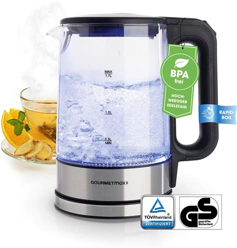 Amazonde Gourmetmaxx Glas Wasserkocher 17 Liter Mit Integrierter