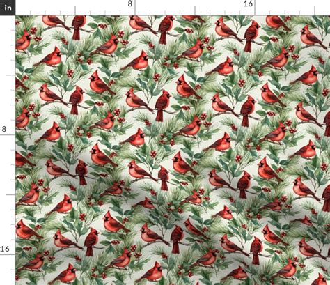 Painted Watercolor Cardinals Small Fabric Spoonflower