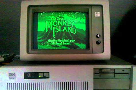 The Secret Of Monkey Island Ega Intro On A Ibm 5170 Pcat With Ibm 5151