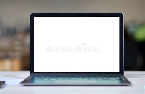 Laptop Pc Big White Blank Screen Digital Mockup Empty Template Display