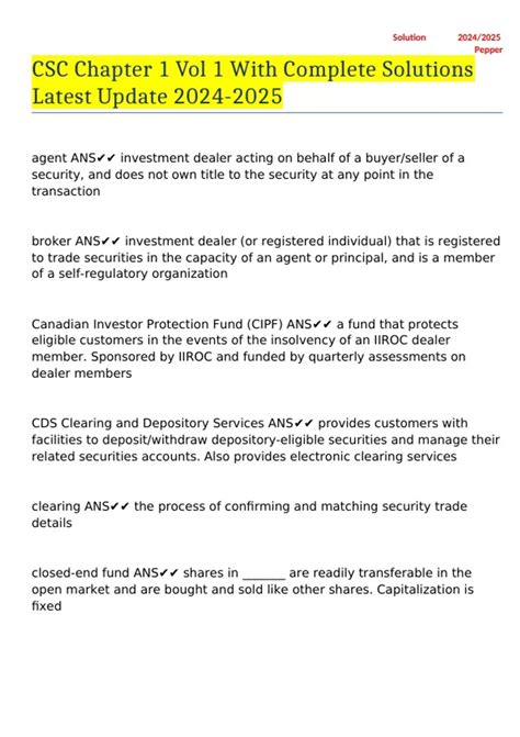 CSC Chapter 1 Vol 1 With Complete Solutions Latest Update CSC Vol1 Stuvia US
