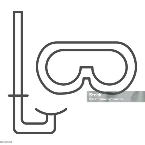 스노클링 장비 얇은 라인 아이콘 여름 개념 흰색 배경에 수영 장비 기호 모바일 개념 및 웹 디자인에 대한 개요 스타일의 다이빙 튜브와 마스크 아이콘 벡터 그래픽 검은색에