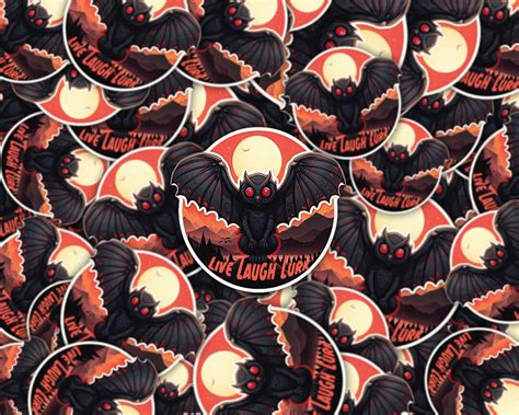 Mothman Sticker Live Laugh Lurk Sticker Halloween T Idea Etsy