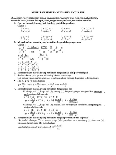 Kumpulan Rumus Matematika Smp Lengkap Pdf