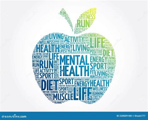 Concepto De Salud Mental De Manzana Palabra Nube Stock De Ilustración