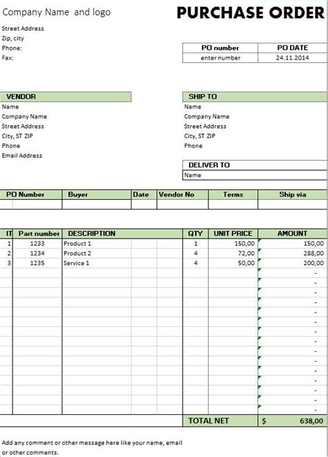 Excel Template Free Purchase Order Template For Microsoft Excel By ExcelMadeEasy Purchase