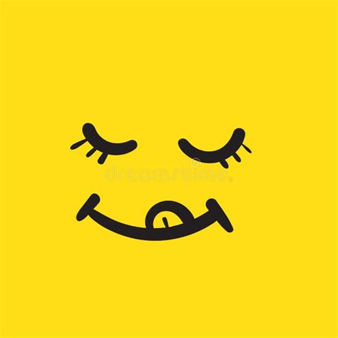 Yum Yum Smile Emoji Line Icon With Tongue Lick Mouth Yummy Design