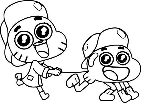 Linda Gumball E Darwin Caminhando Para Colorir Imprimir E Desenhar