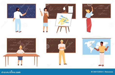 In A Vibrant Classroom Setting Teachers Demonstrate Different Subjects Using Visual Aids And