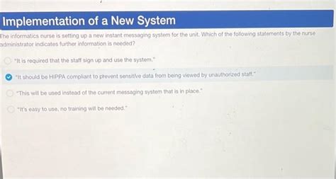 Solved Implementation Of A New System A The Informatics Chegg Com