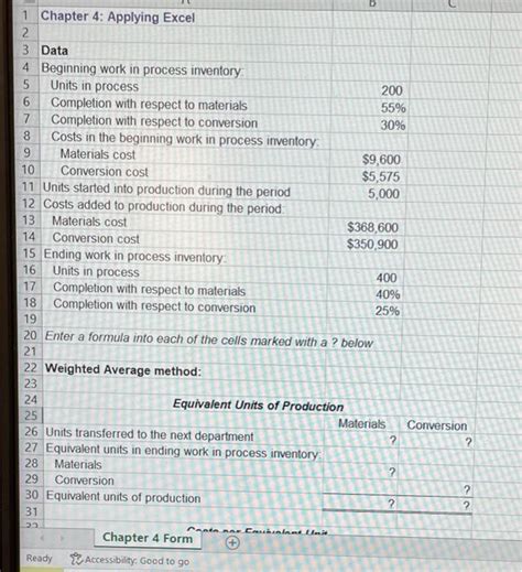 Solved Chapter Applying Excel Data Beginning Work Chegg
