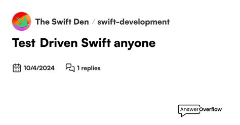 Test Driven Swift Anyone The Swift Den