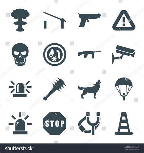 Danger Icons Set 16 Editable Filled Stock Vector Royalty Free